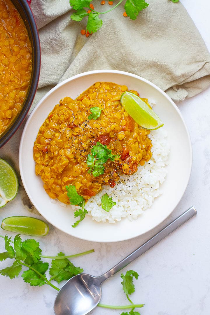 Quick and Easy Red Lentil Dahl - Plates by Nat