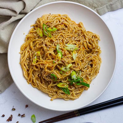 10-minute Spicy Sichuan Peanut Noodles - Plates by Nat
