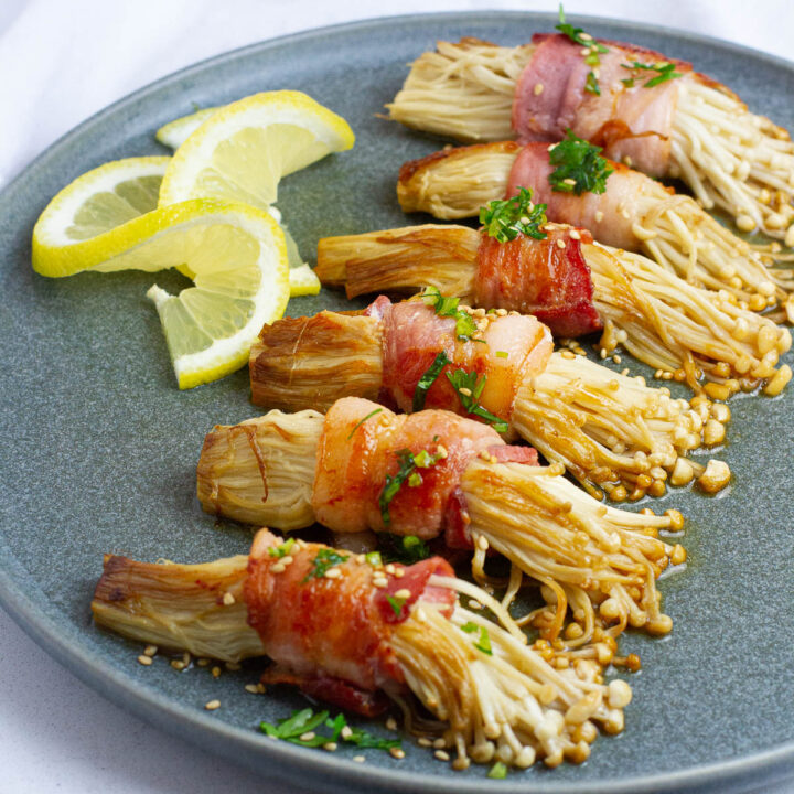 Bacon Wrapped Enoki Mushrooms - Plates by Nat