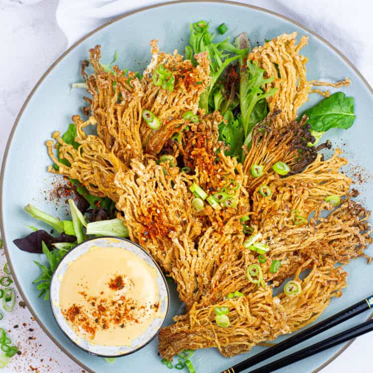 Crispy Pan-fried Enoki Mushrooms - Plates by Nat
