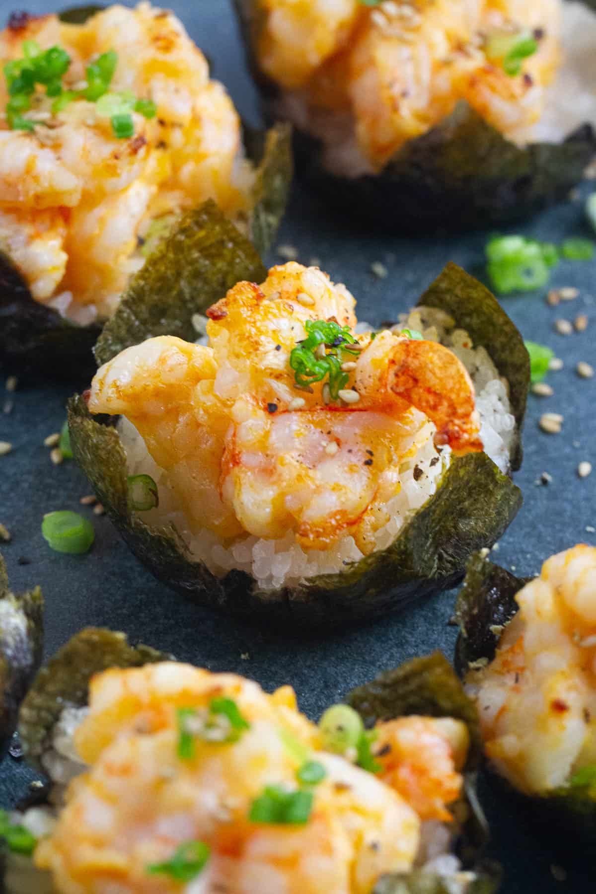 Baked Sushi Cups with Spicy Shrimp - Plates by Nat