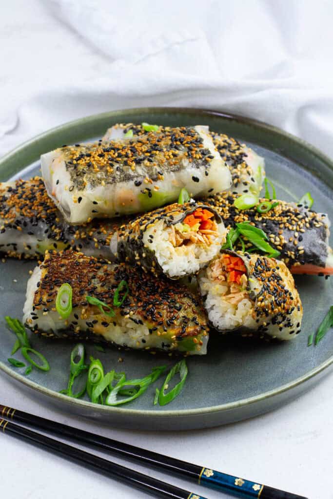 Crispy Rice Paper Sushi Rolls - Plates by Nat