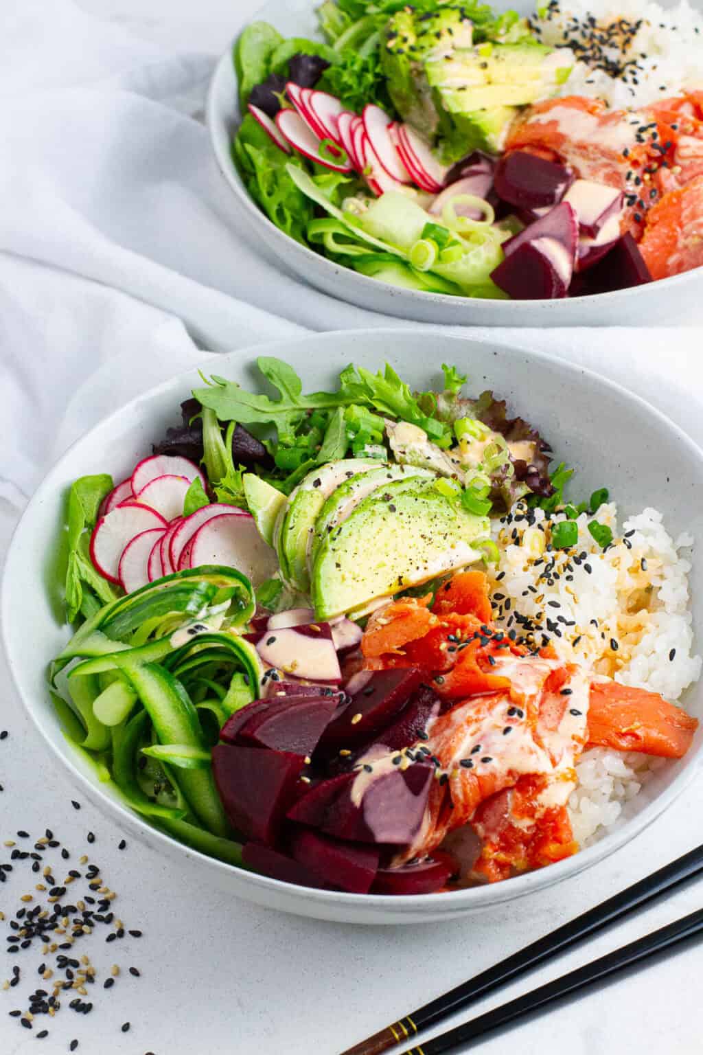 Smoked Salmon Poke Bowls - Plates by Nat